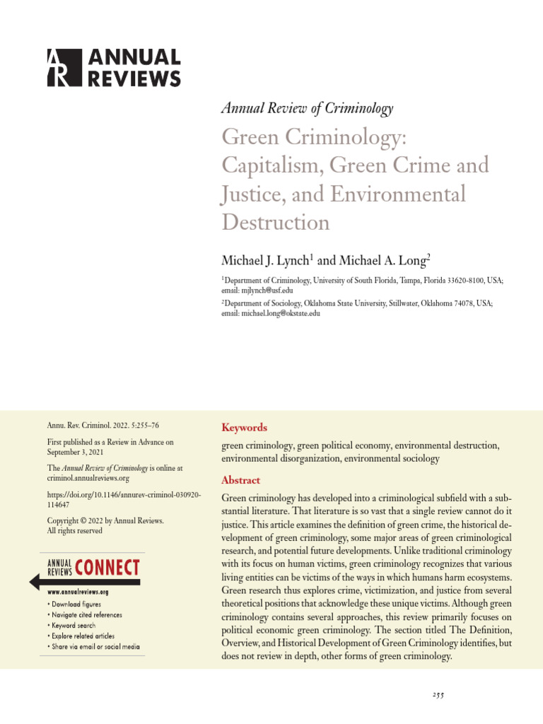 Green Criminology - Mendley, Article | PDF | Criminology | Crimes
