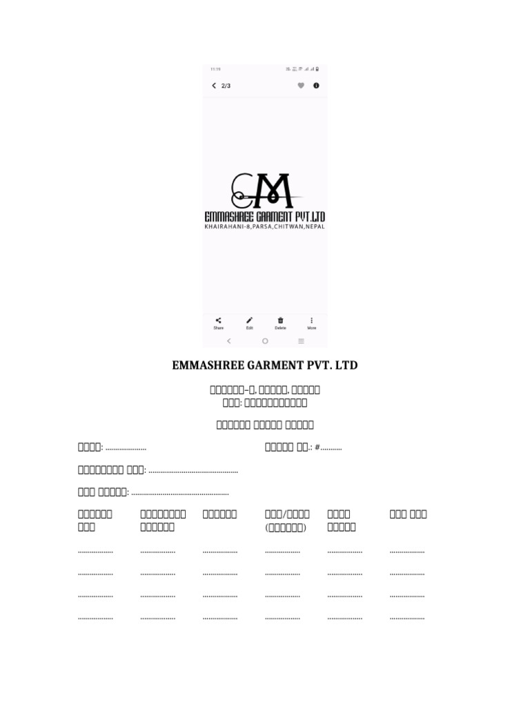 EMMASHREE Order Slip Template | PDF