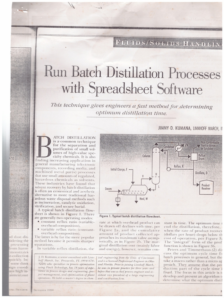 15 Run Batch Distillation Processes With Spread Sheet Software | PDF