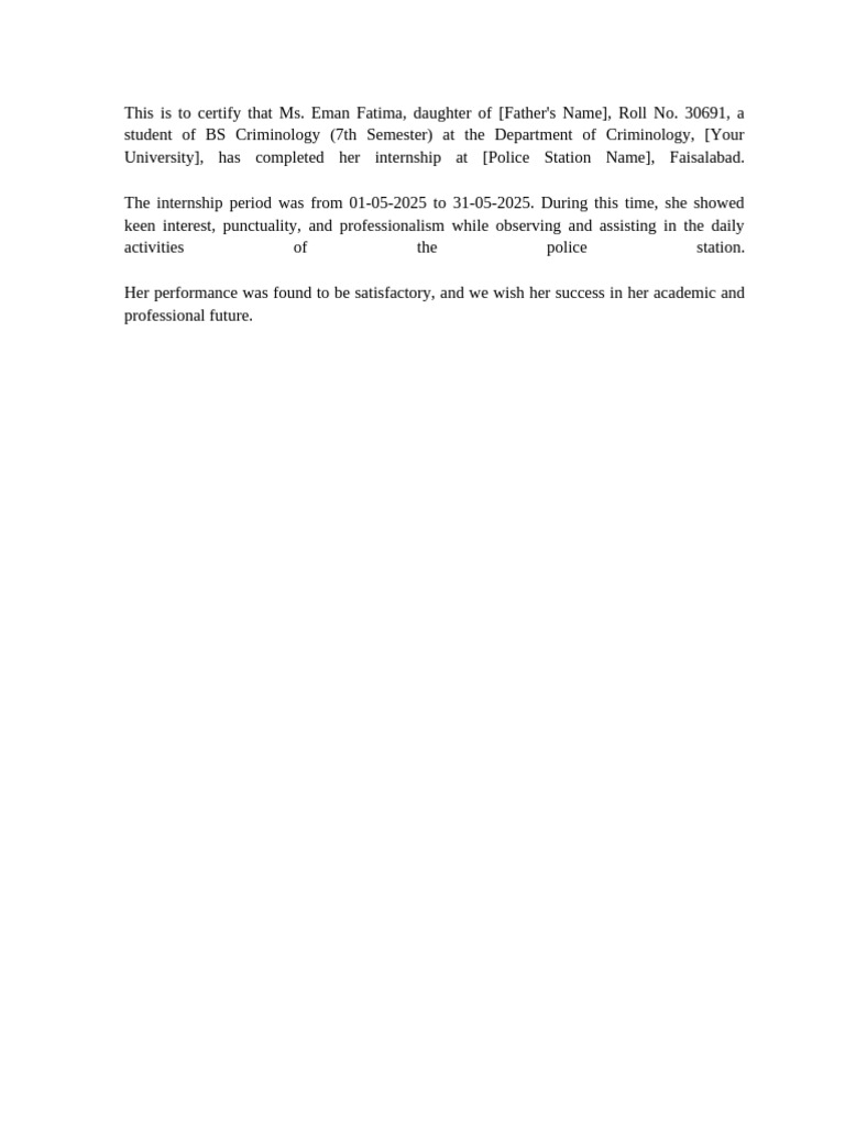 Internship Letter Template Eman | PDF