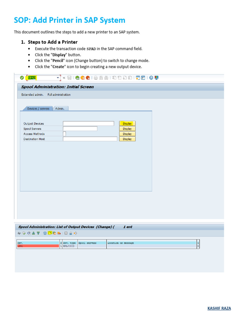 How To Add A Printer in SAP System - SOP | PDF | Printer (Computing ...