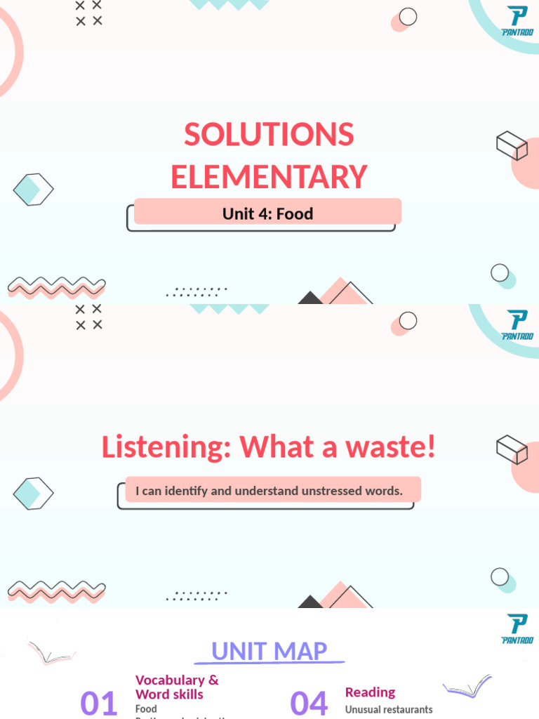 Solutions Elementary - Unit 4C - Food (Listening) | PDF | Adjective | Stress (Linguistics)