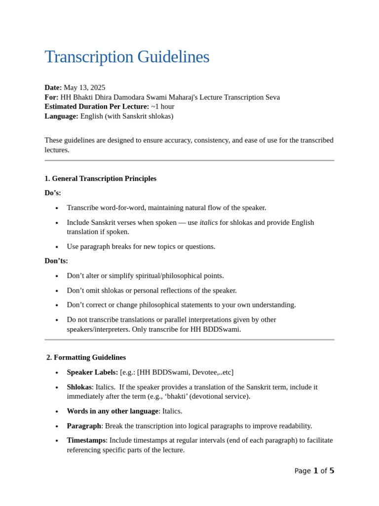 Transcription Guidelines | PDF | Bhakti | Proofreading