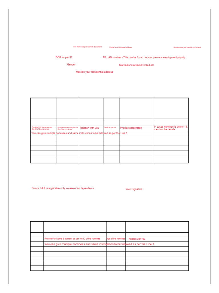 (Instructions) PF Nomination Form 2 | PDF