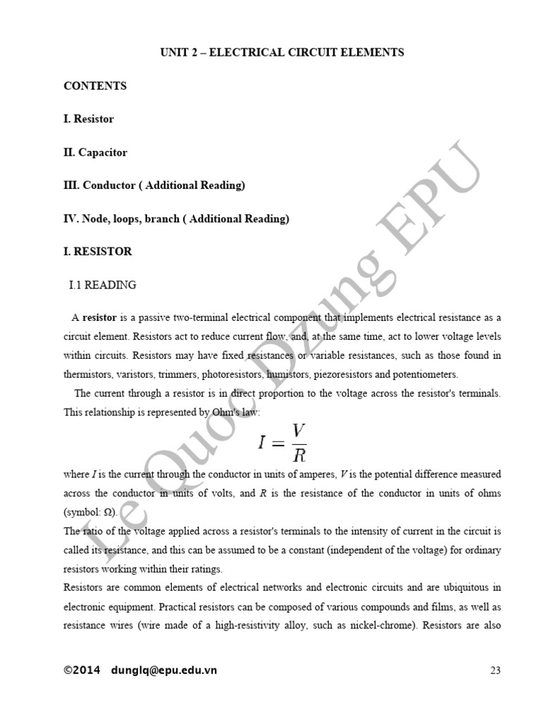 Unit 2 Electrical Circuit Elements | PDF | Capacitor | Resistor