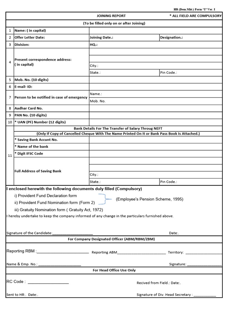 Employee Joining Report and Forms | PDF | Applications Of Cryptography ...