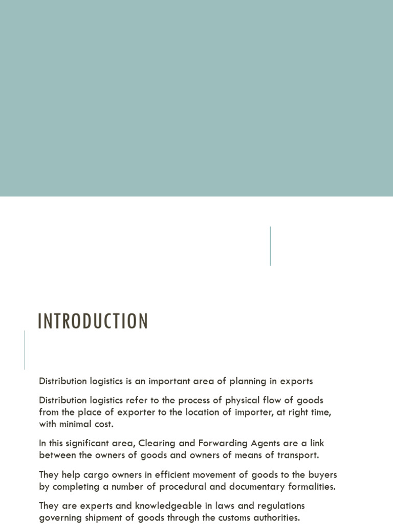 Role of Clearing and Forwarding Agents | PDF | Logistics | Transport
