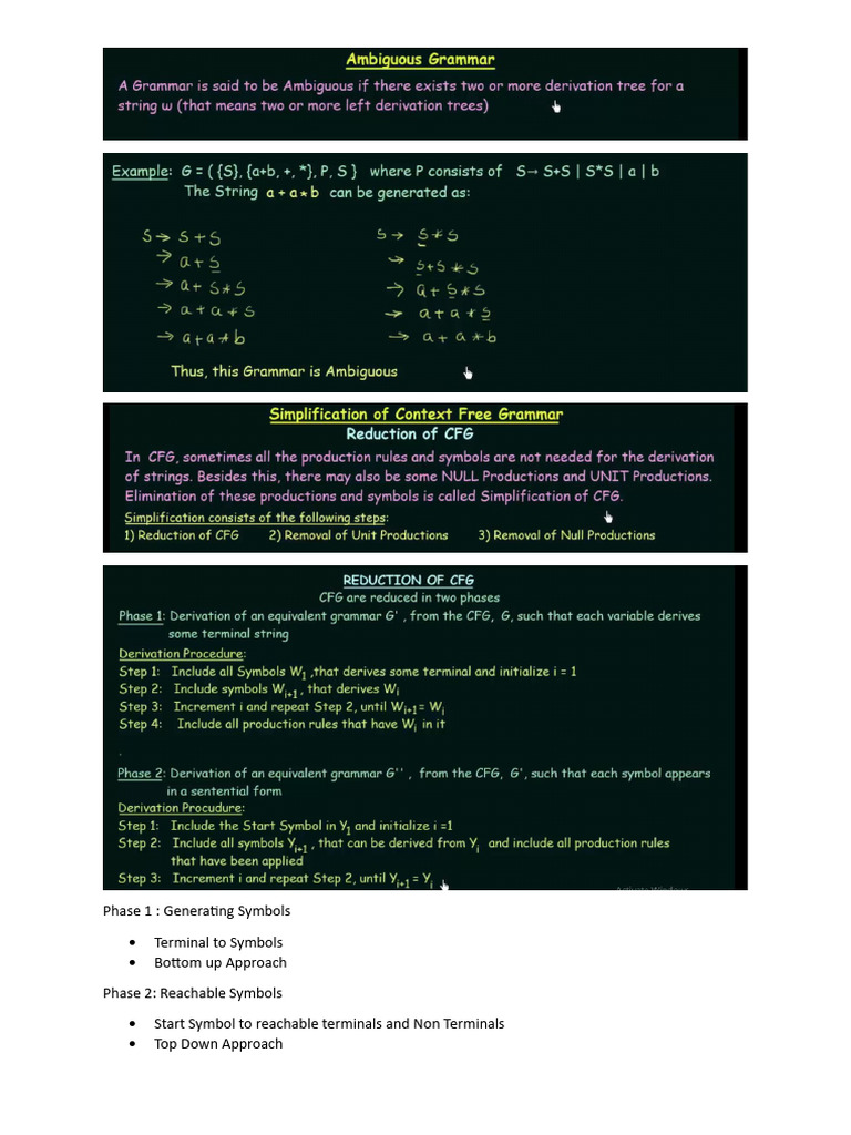 Simplification CNF GNF - Unit 3 | PDF