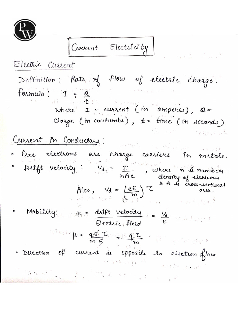 685bf3c25be897f0ee8701eb - ## - Current Electricity Handwritten Notes | PDF