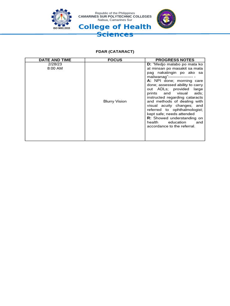 FDAR Cataract | PDF