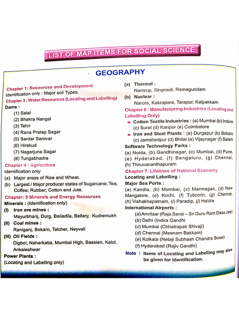 Class 10th Geography (Map Work) | PDF