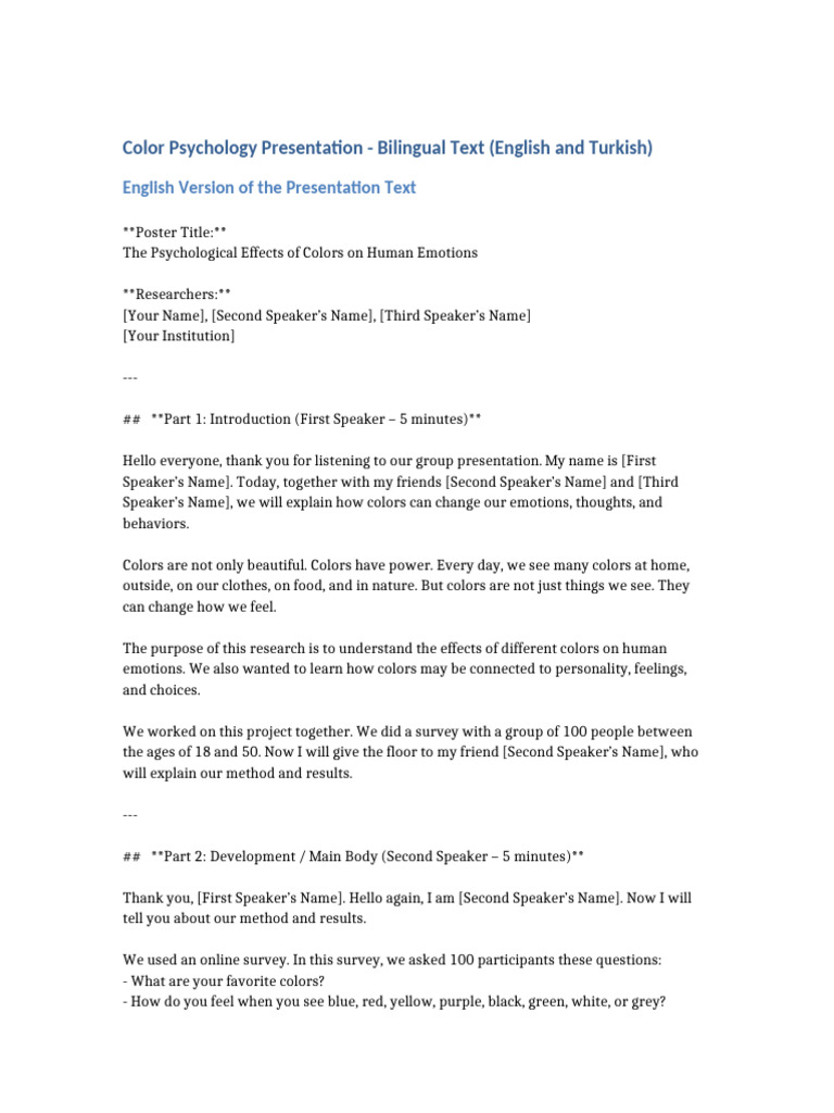 Color Psychology Presentation Bilingual Full | PDF | Feeling | Color