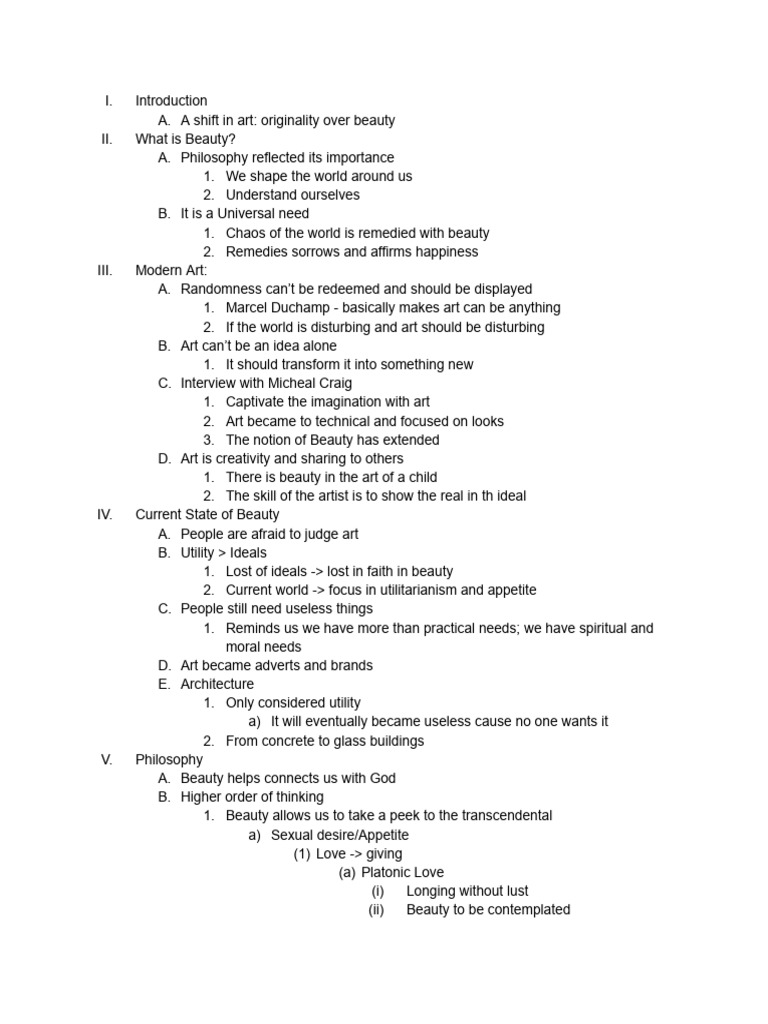 Why Beauty Matters - Outline | PDF | Beauty