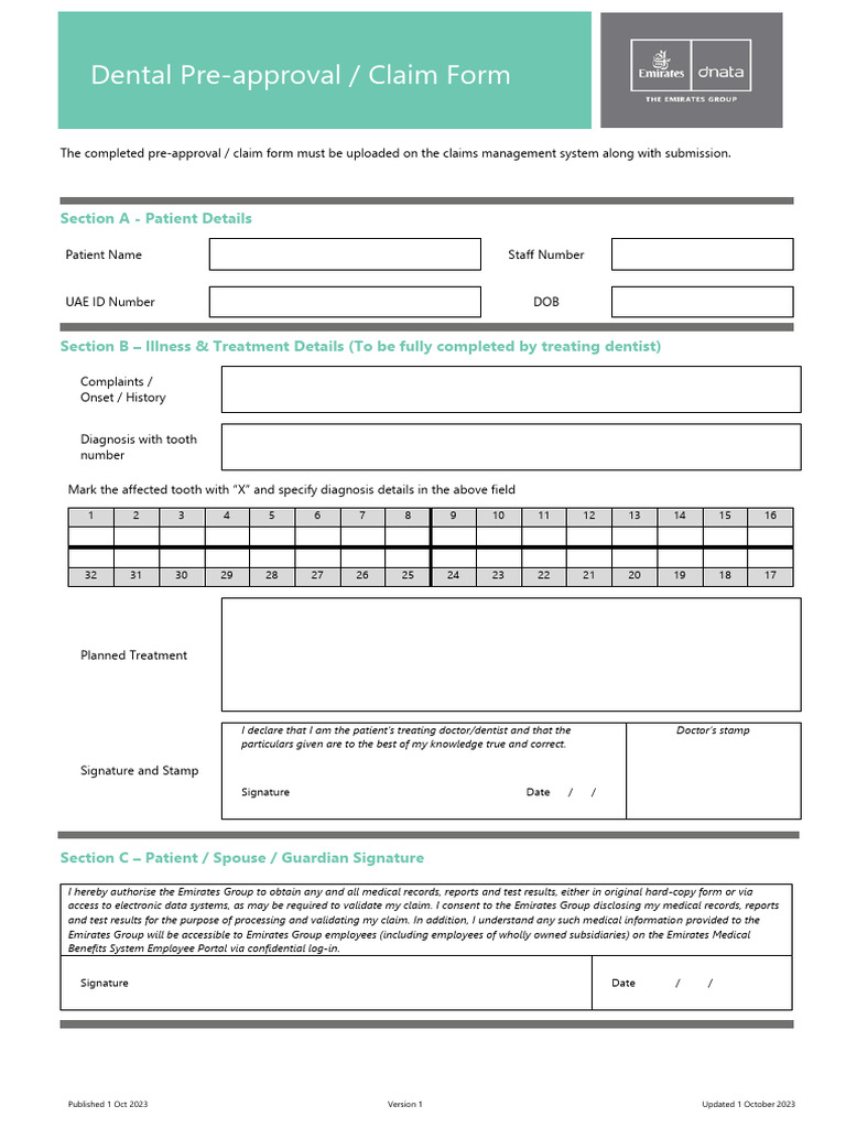 Emirates Dental Claim Form | PDF
