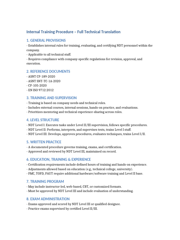 Internal Training Procedure NDT Full Translated | PDF | Nondestructive ...