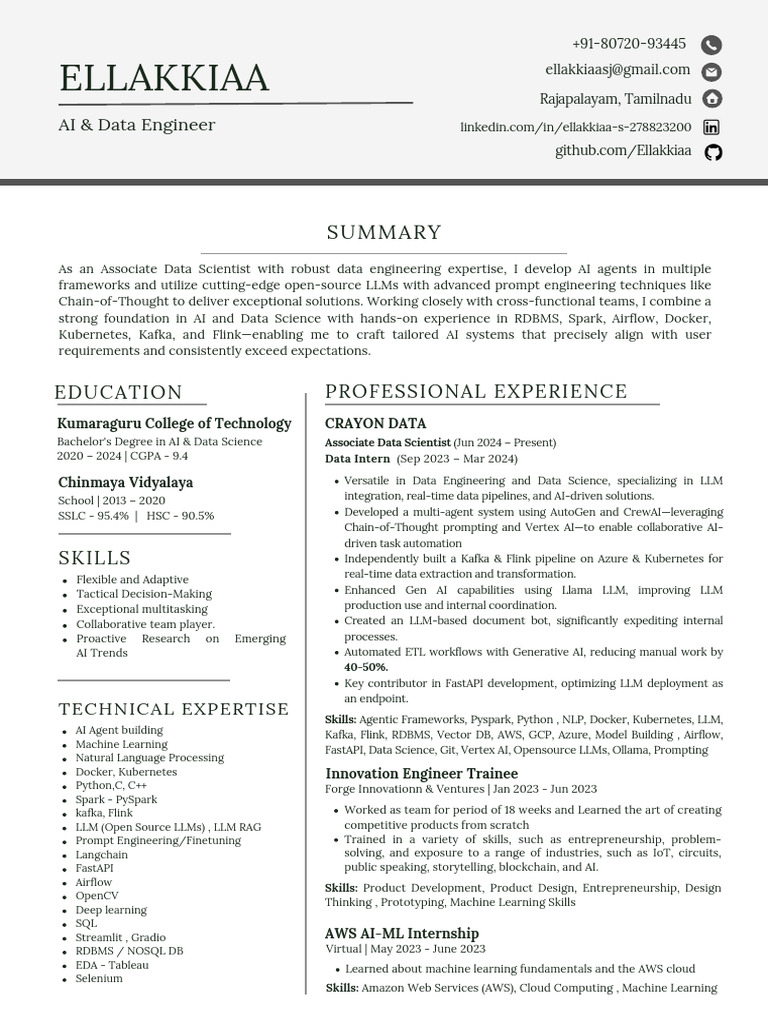 AI & Data Engineer Profile Summary | PDF | Sql | Databases