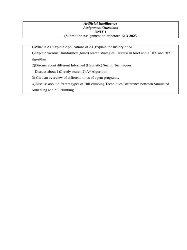 UNIT I Assignment | PDF