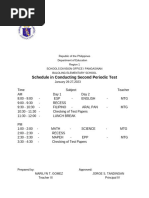 Second Periodical Test Schedule S. Y. 2024 2025 | PDF