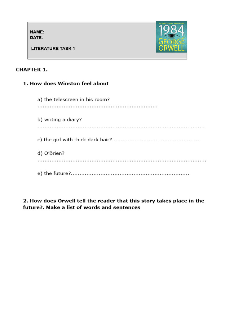 1984 Literature Task 1 | PDF