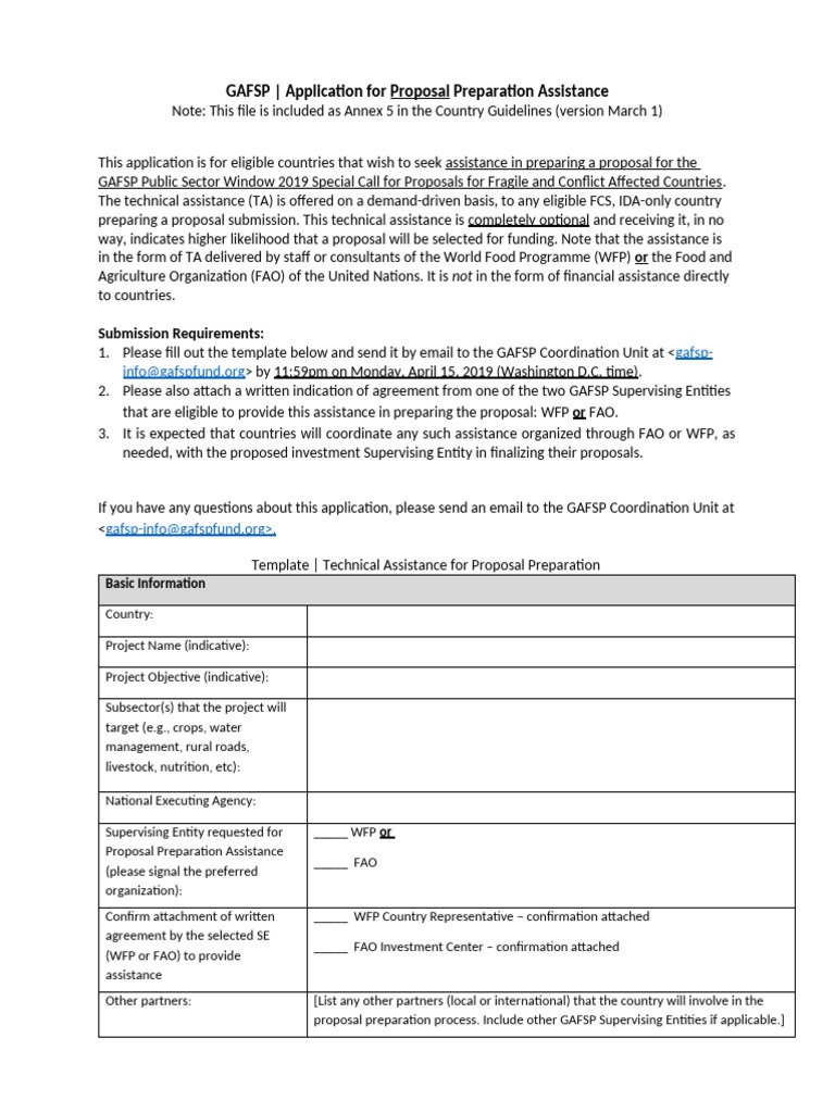 GAFSP Application For Proposal Preparation Assistance Form 2019 - FINAL ...