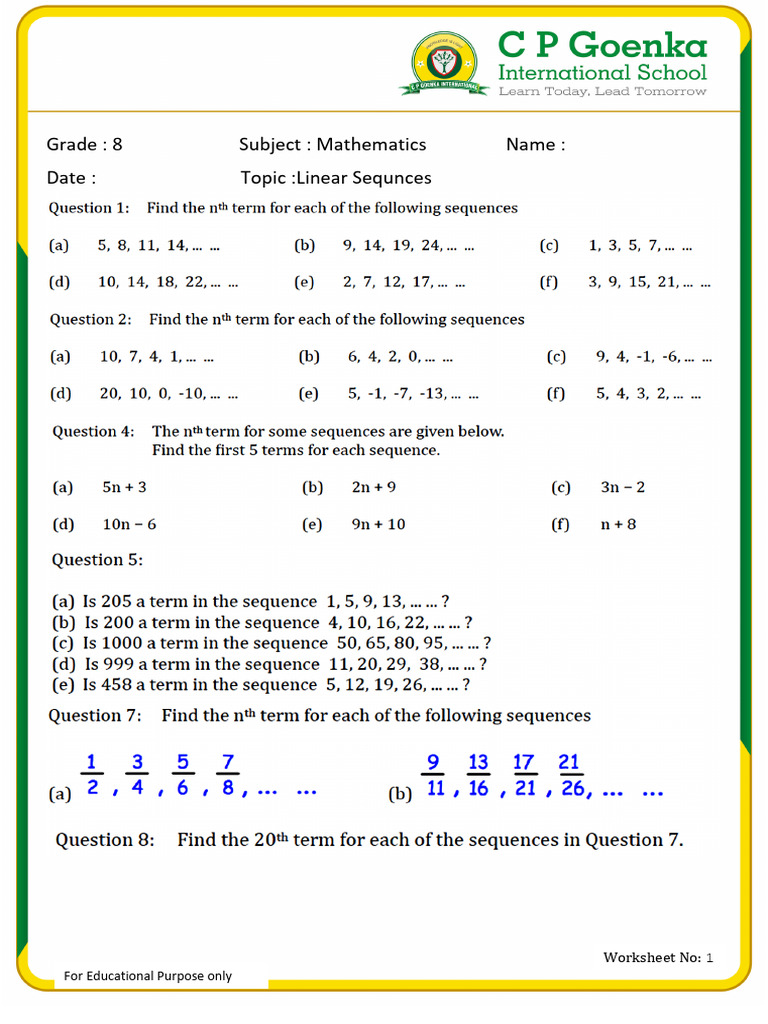 Linear Sequences | PDF