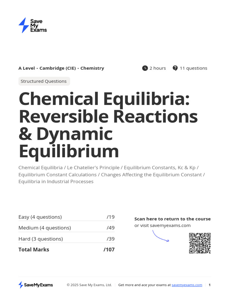 7 1 Chemical Equilibria Reversible Reactions and Dynamic Equilibrium DK8r6TDddkkG8xsC | PDF ...