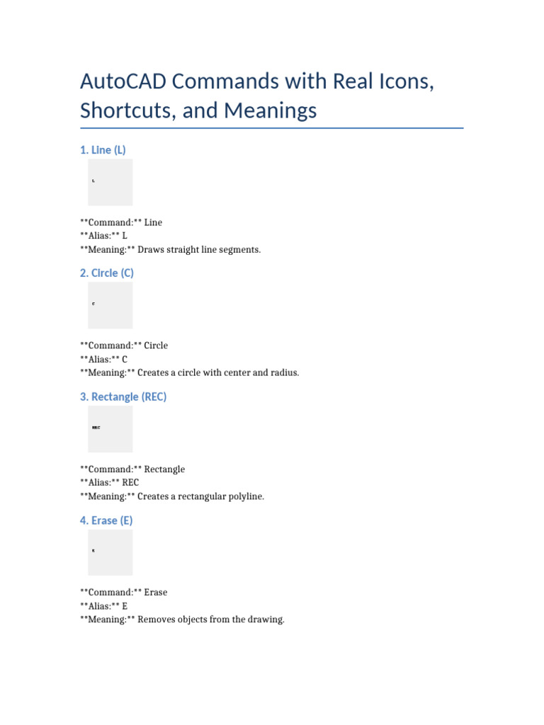 AutoCAD 30 Commands With Icons | PDF | Geometry
