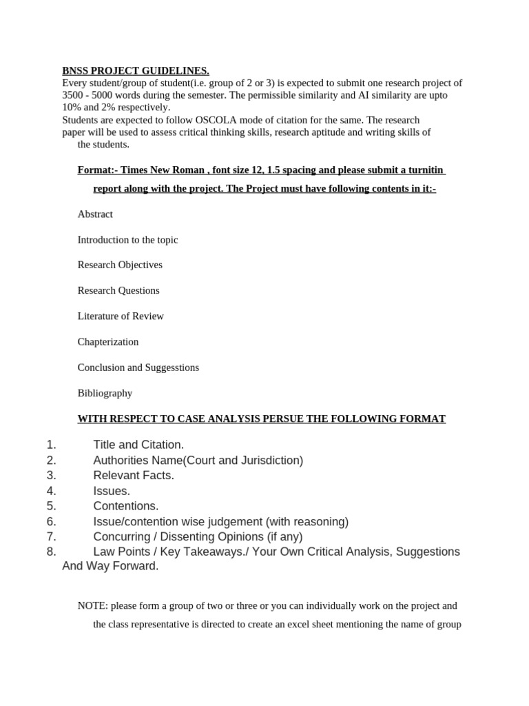 Bnss Project Guidelines | PDF