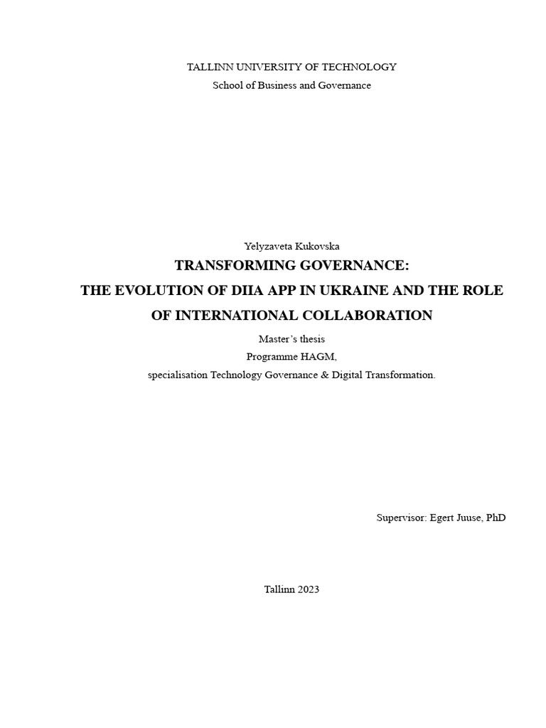 Transforming Governance: The Evolution of Diia App in Ukraine and The Role of International ...