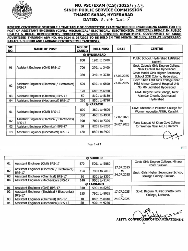 Revised TimeTable Engineeringcadre | PDF
