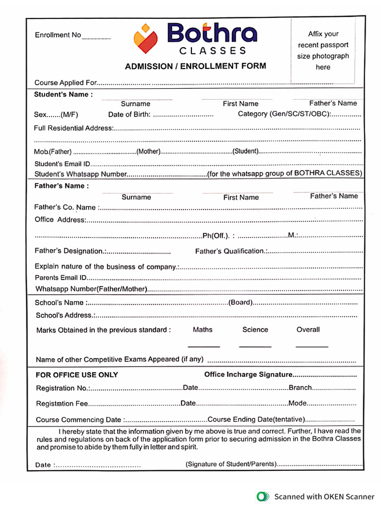 Adm Form 24-25 | PDF