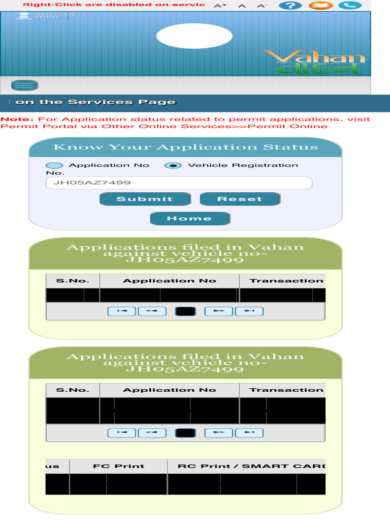 Check Vahan 4.0 Application Status | PDF