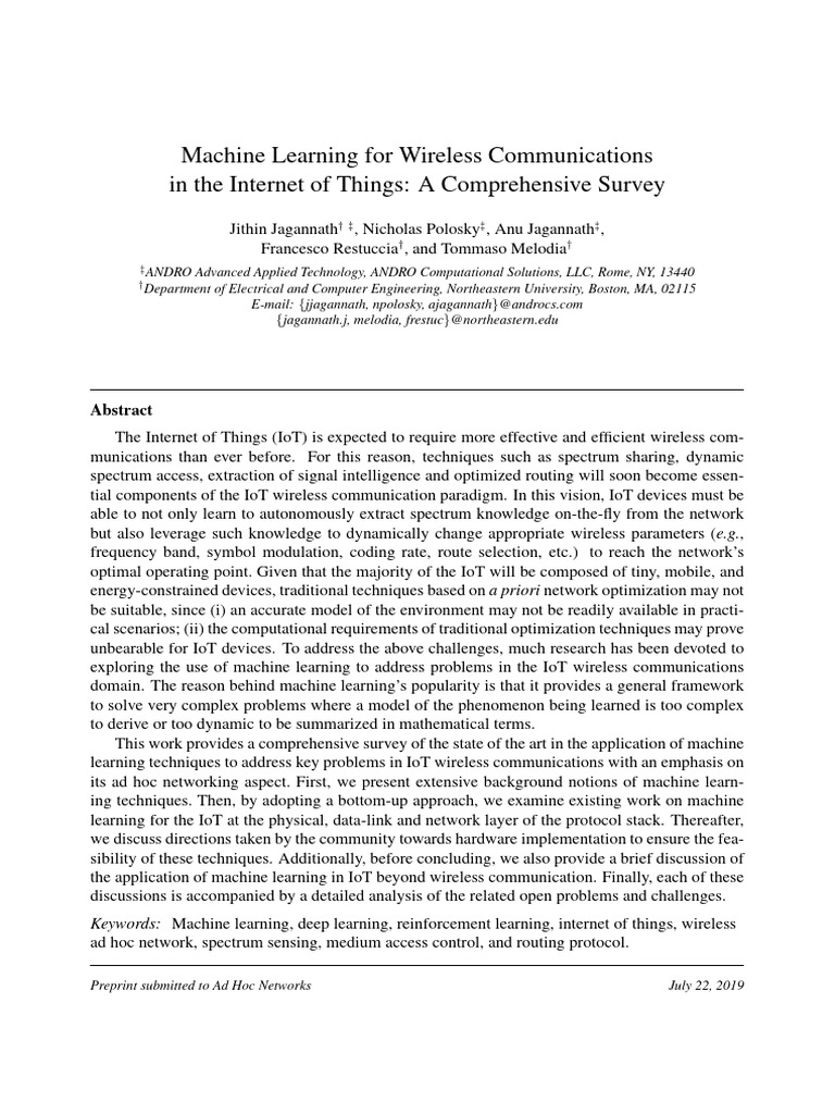 IoT Comprehensive Survey | PDF | Support Vector Machine | Applied ...