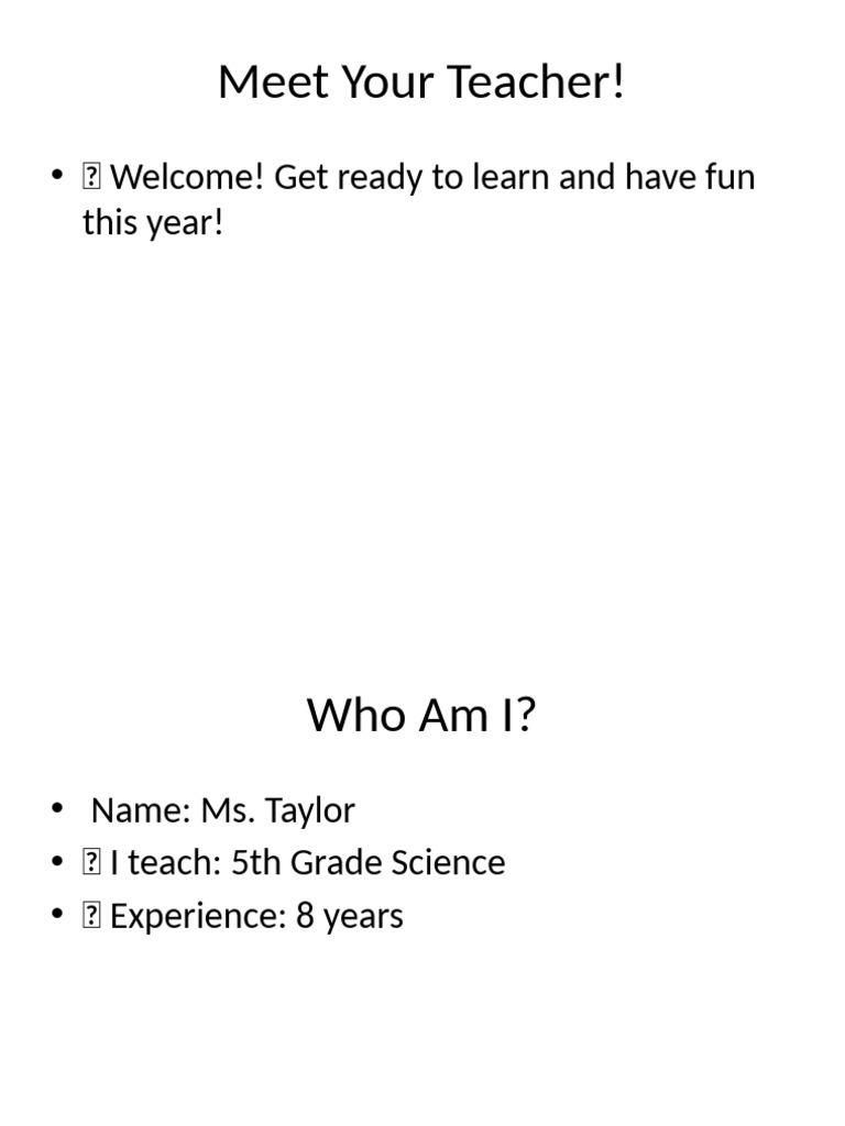 Teacher Introduction Presentation | PDF