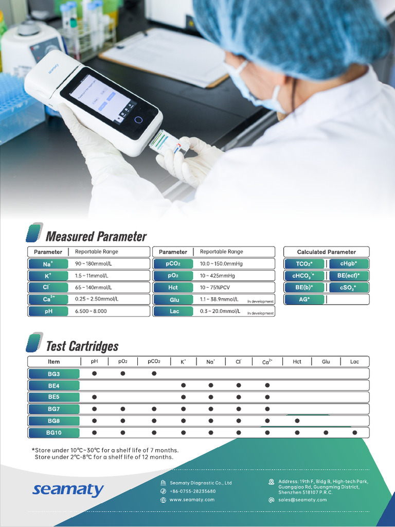 Catalogue Blood Gas Electrolyte Analyzer Sg1 | PDF