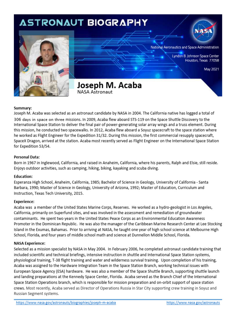 Acaba JM | PDF | International Space Station | Space Industry