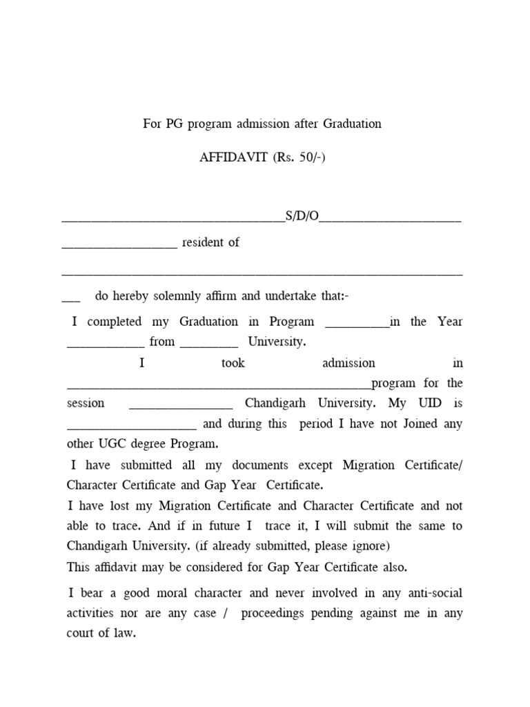 11zon - Format of AFFIDAVIT PG Programme | PDF