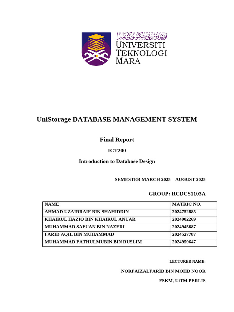 Ict200 Project Final Report Template Oct2023 Feb2024 With Rubric | PDF | Information Technology ...
