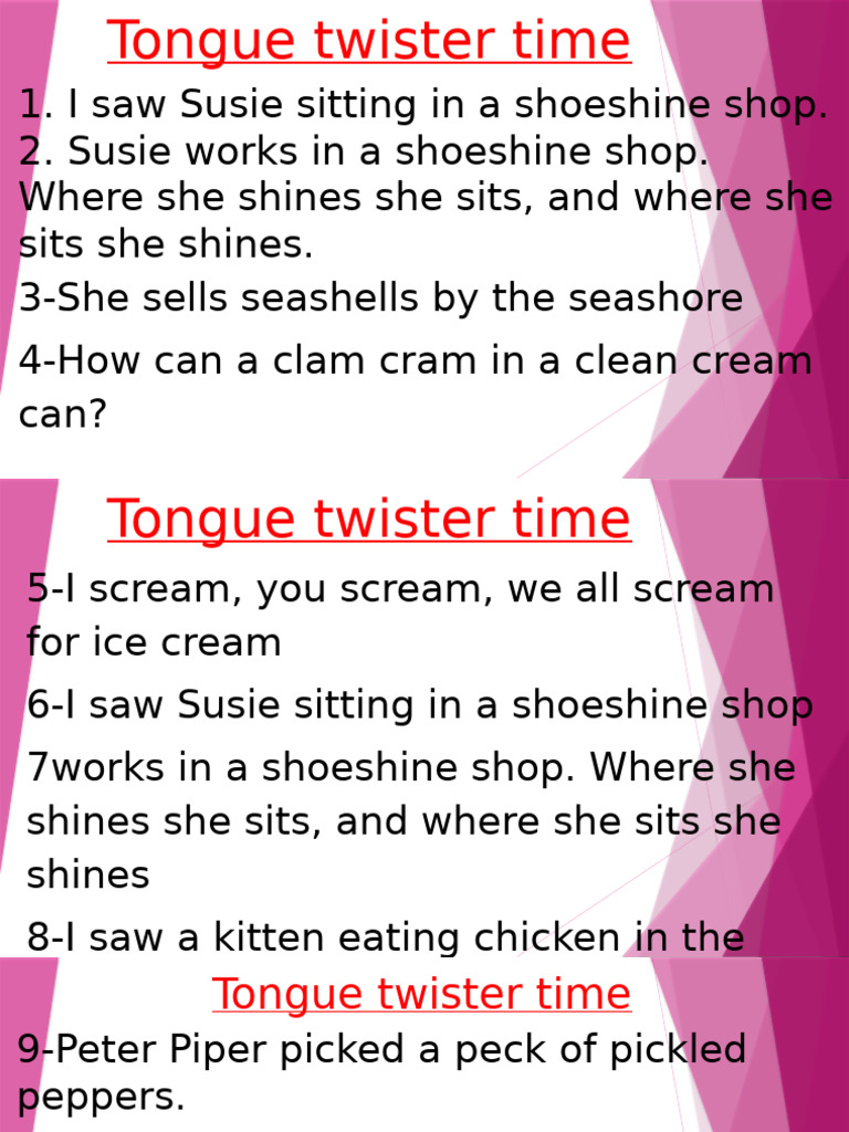 Fun Tongue Twisters for Kids | PDF