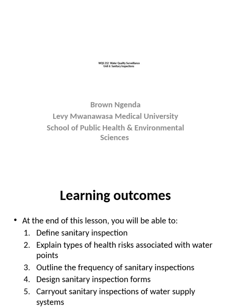 Understanding Sanitary Inspections | PDF | Drinking Water | Sanitation