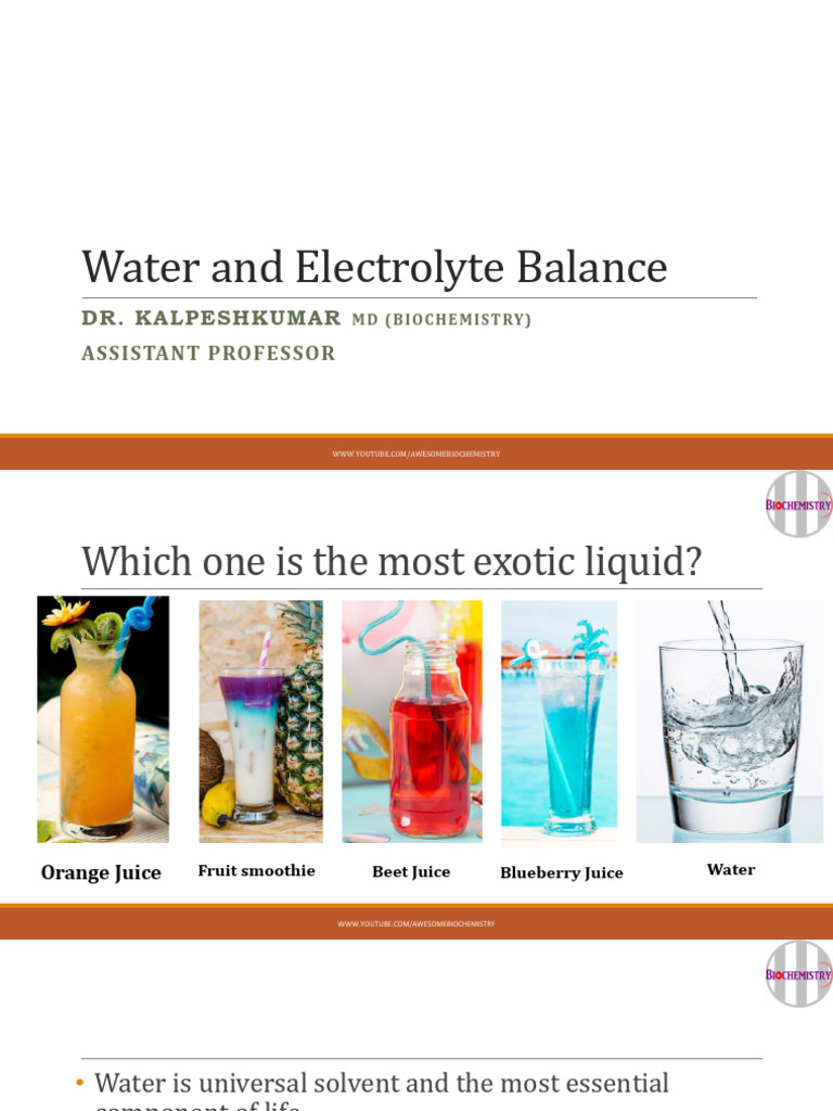 Water and Electrolyte Balance Explained | PDF | Dehydration | Kidney