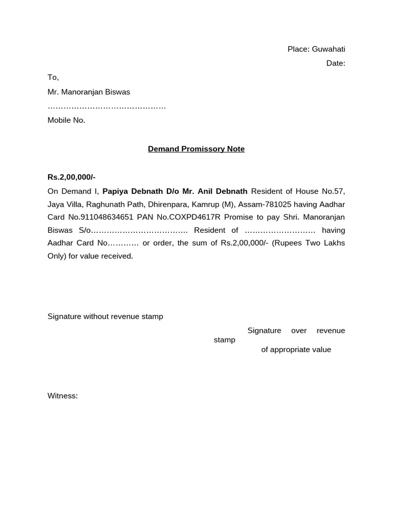 Demand Promissory Note | PDF