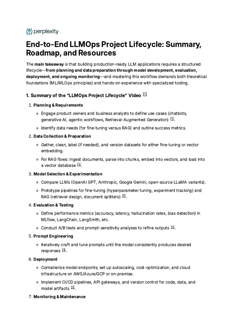 End-to-End LLMOps Project Lifecycle_ Summary, Road | PDF | Artificial Intelligence ...