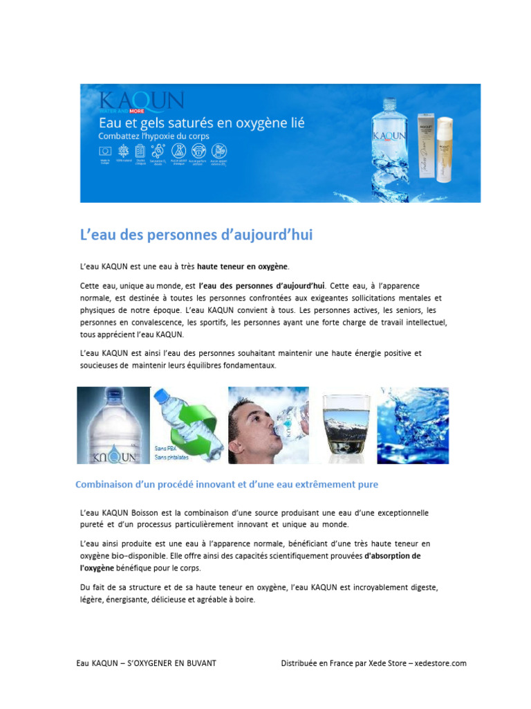 Eau KAQUN : Oxygène et Bien-être | PDF | Eau | Oxygène