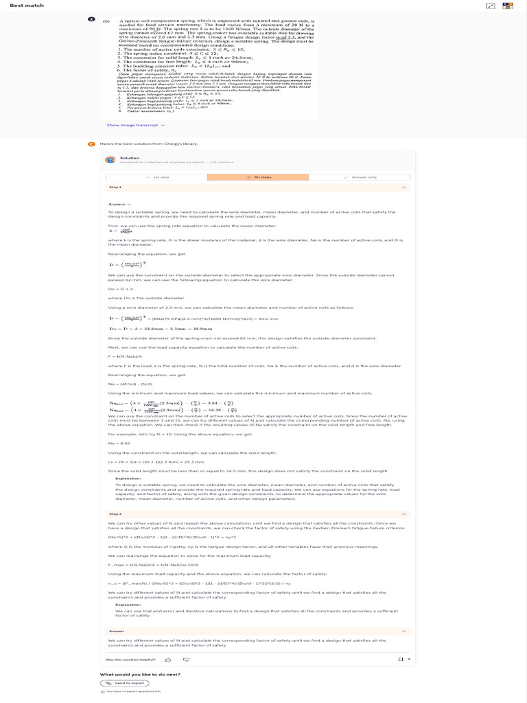 A Helical Coil Compression Spring Which Is Unpeene... | PDF | Applied ...