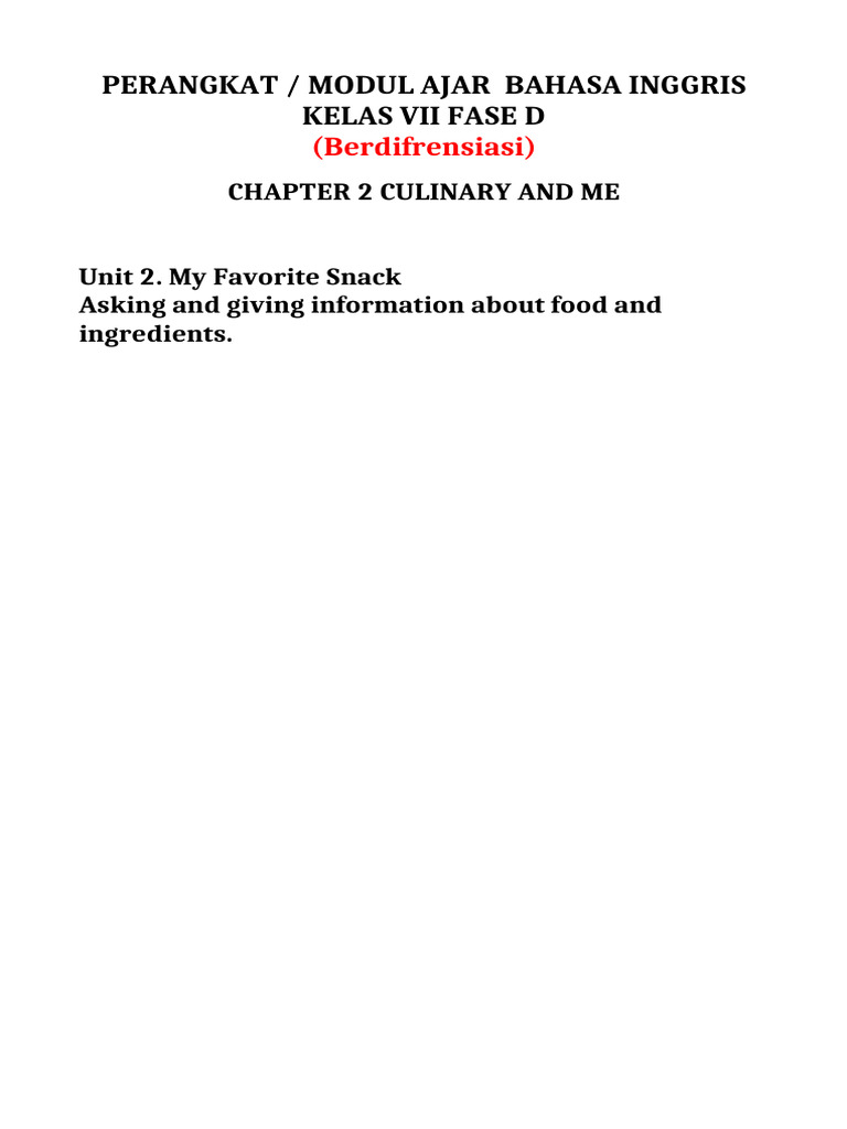 Modul Ajar Chapter 2 Unit 2 Pertemuan 9-10 | PDF