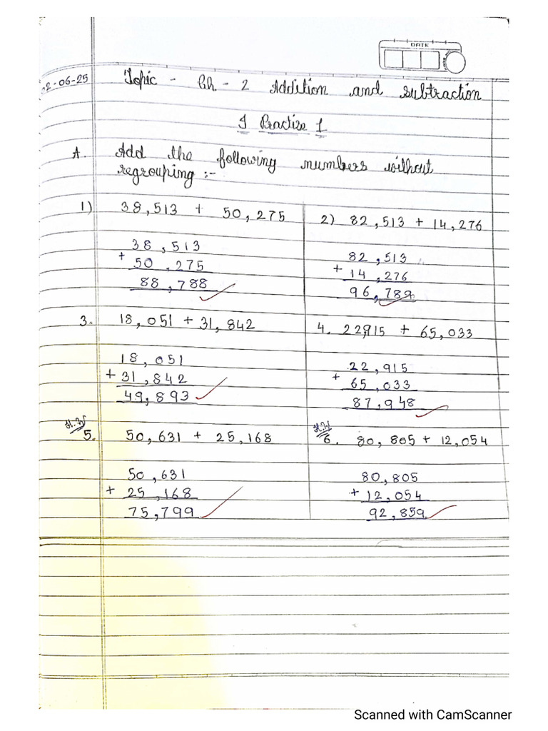 STD V Maths CH.2 Addition and Subtraction | PDF