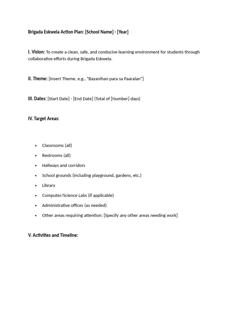 Brigada Eskwela Action Plan 2023 | PDF