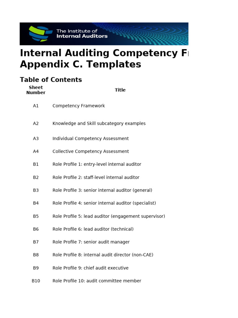 Templates Internal Auditing Competency Framework English | PDF ...
