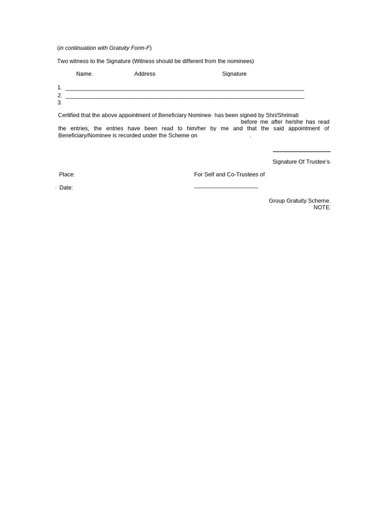 Gratuity Form Witness Part 32 | PDF